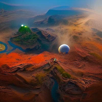 Sun and Moon over the civilization on Mars - AI Generated Artwork ...