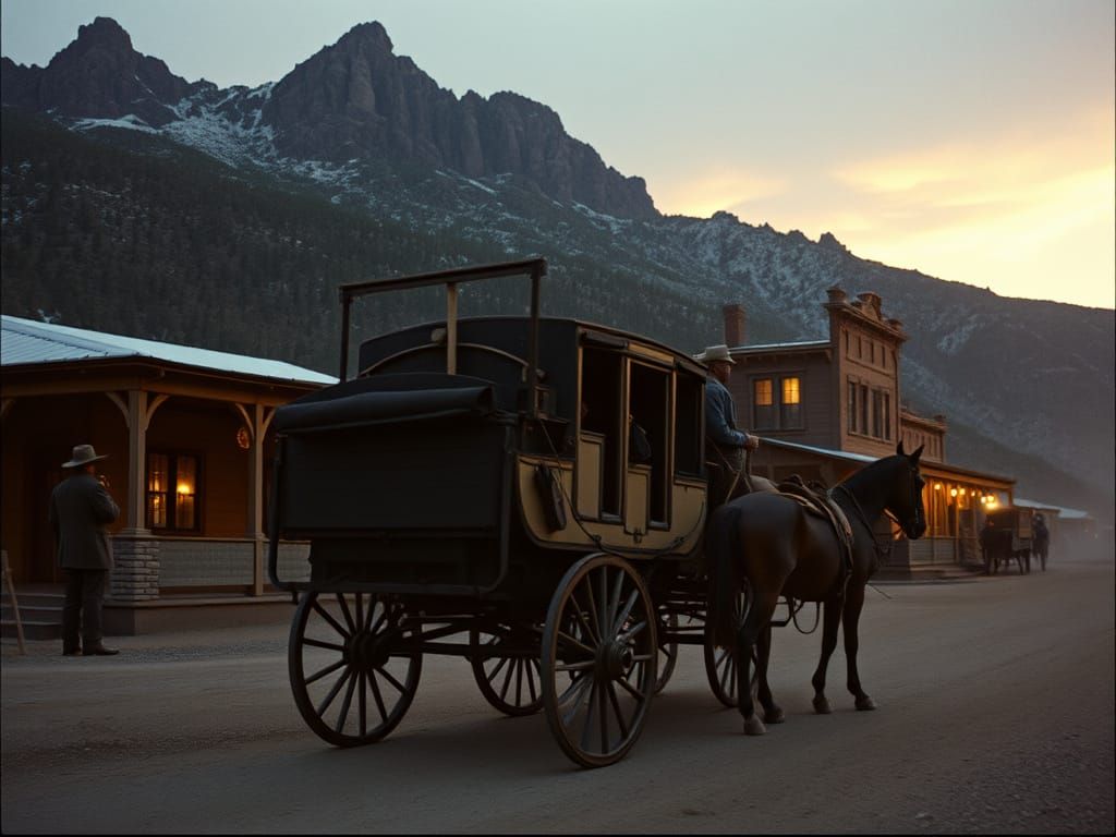 stagecoach - Frontier Stagecoach in Cinematic Film Still