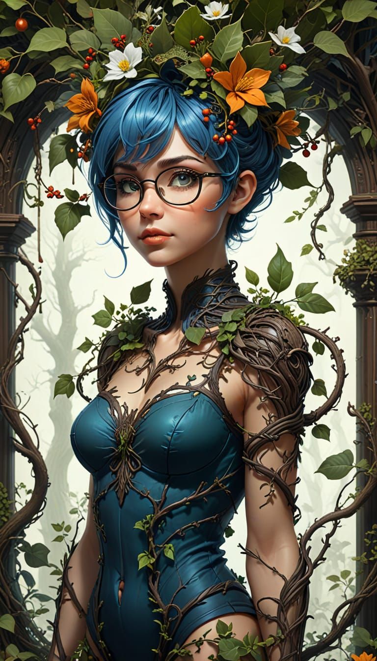 Cyberpunk Velma Dinkley Transforms into Nature's G... - AI Art