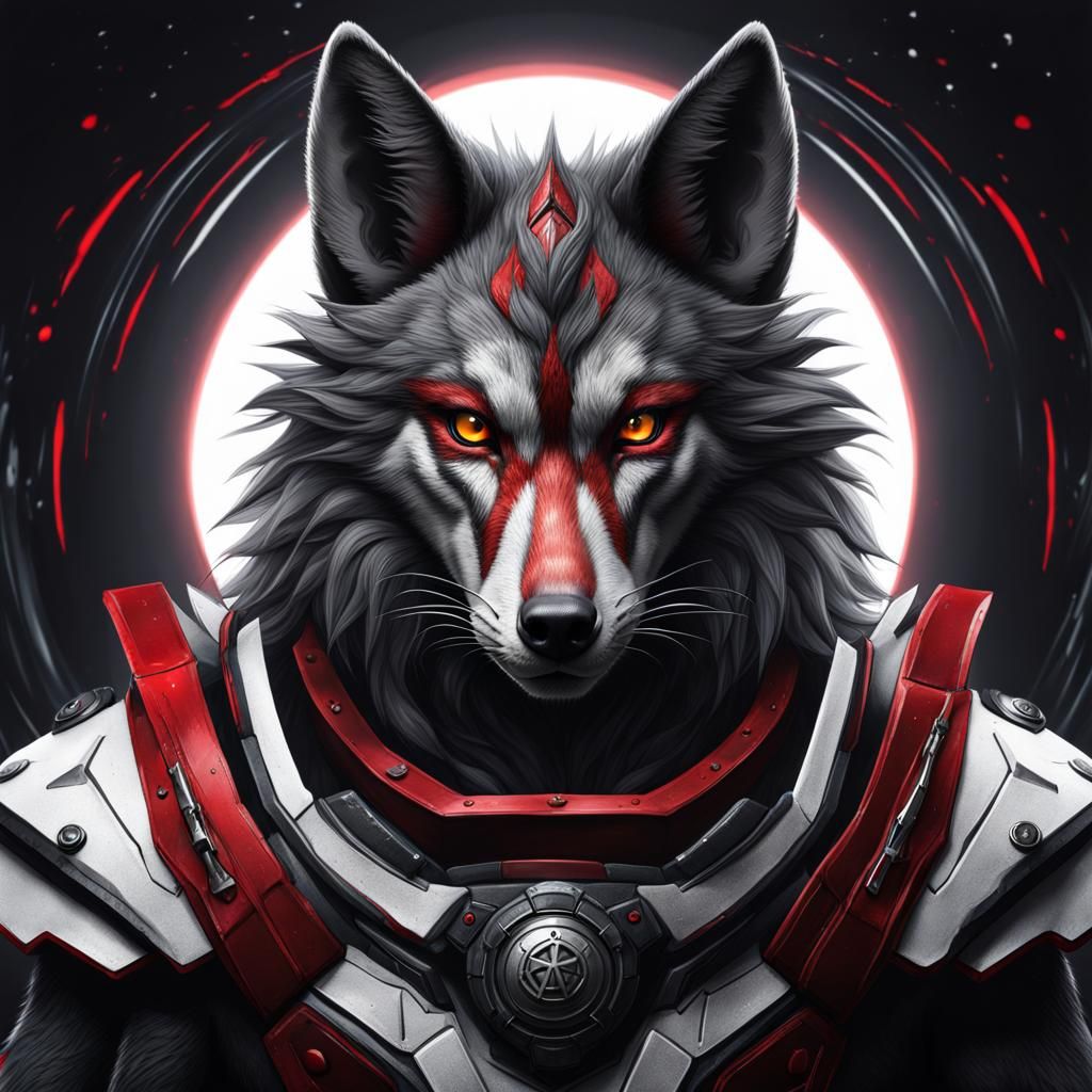 Ferocious Space Jackal Portrait in Detailed Matte ... - AI Art