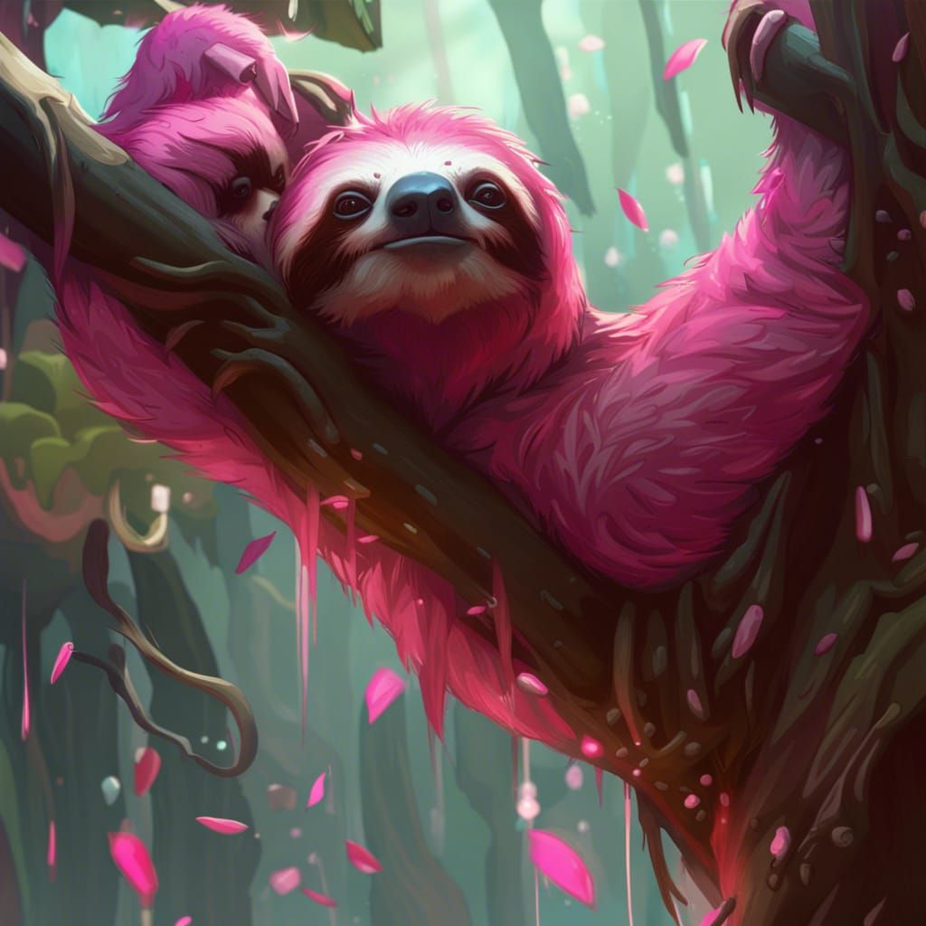 Pink Sloths - AI Generated Artwork - NightCafe Creator