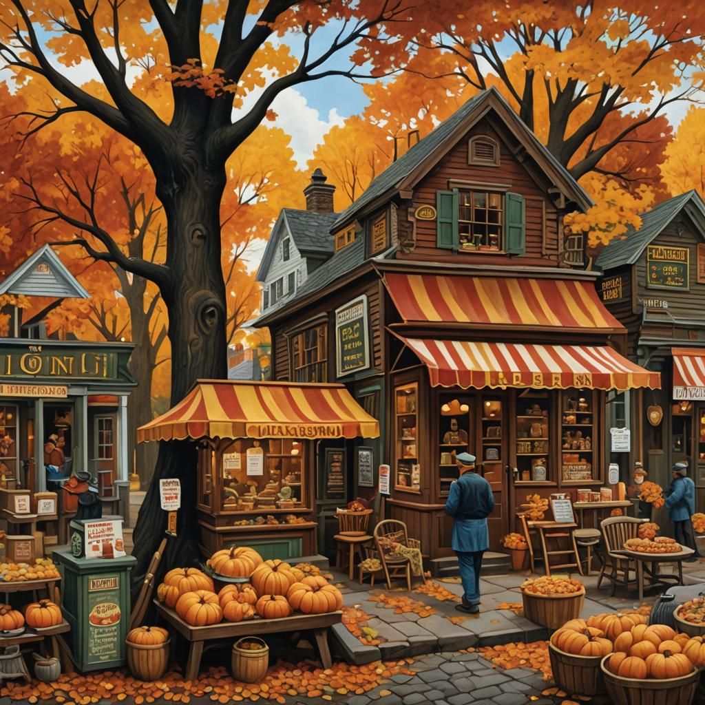Bakery Selling Pies and Pumpkins - AI Generated Artwork - NightCafe Creator