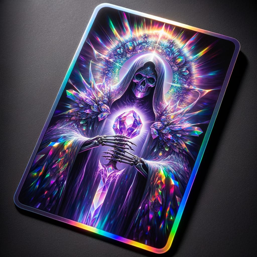 Grim Reaper in Vibrant Holographic Aura - AI Art