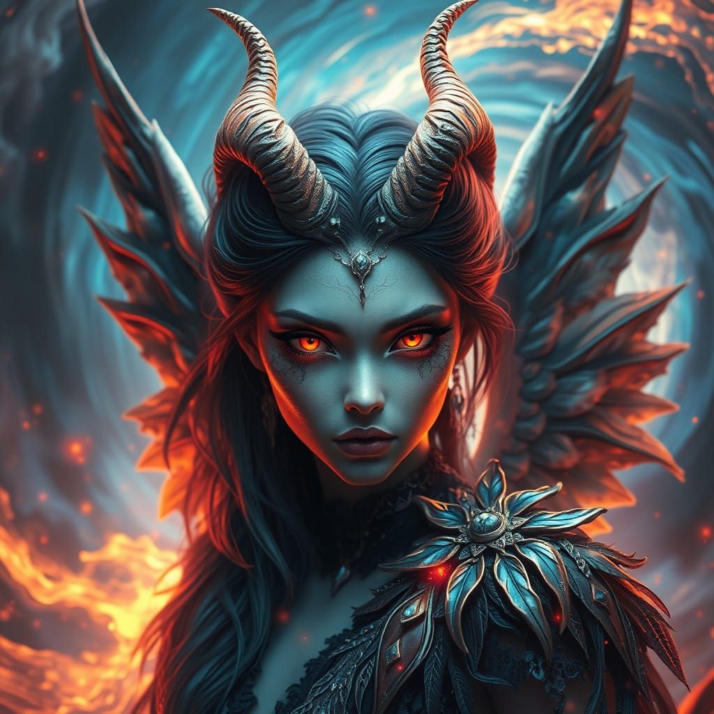 Demon Princess - Mystical Demon Goddess with Angelic Eyes an...