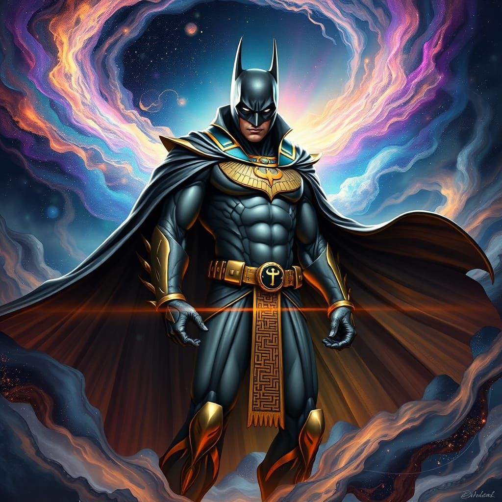 Egyptian God Batman in action - Heroic Egyptian God Batman i...