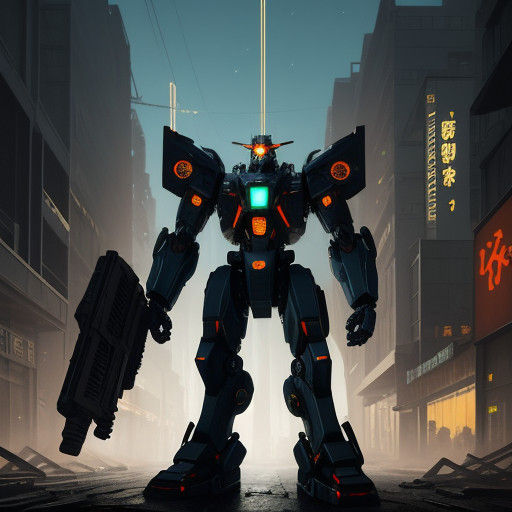 ARMORED CORE gear - Humanoid Mech Suit Stands Amidst Ruined ...