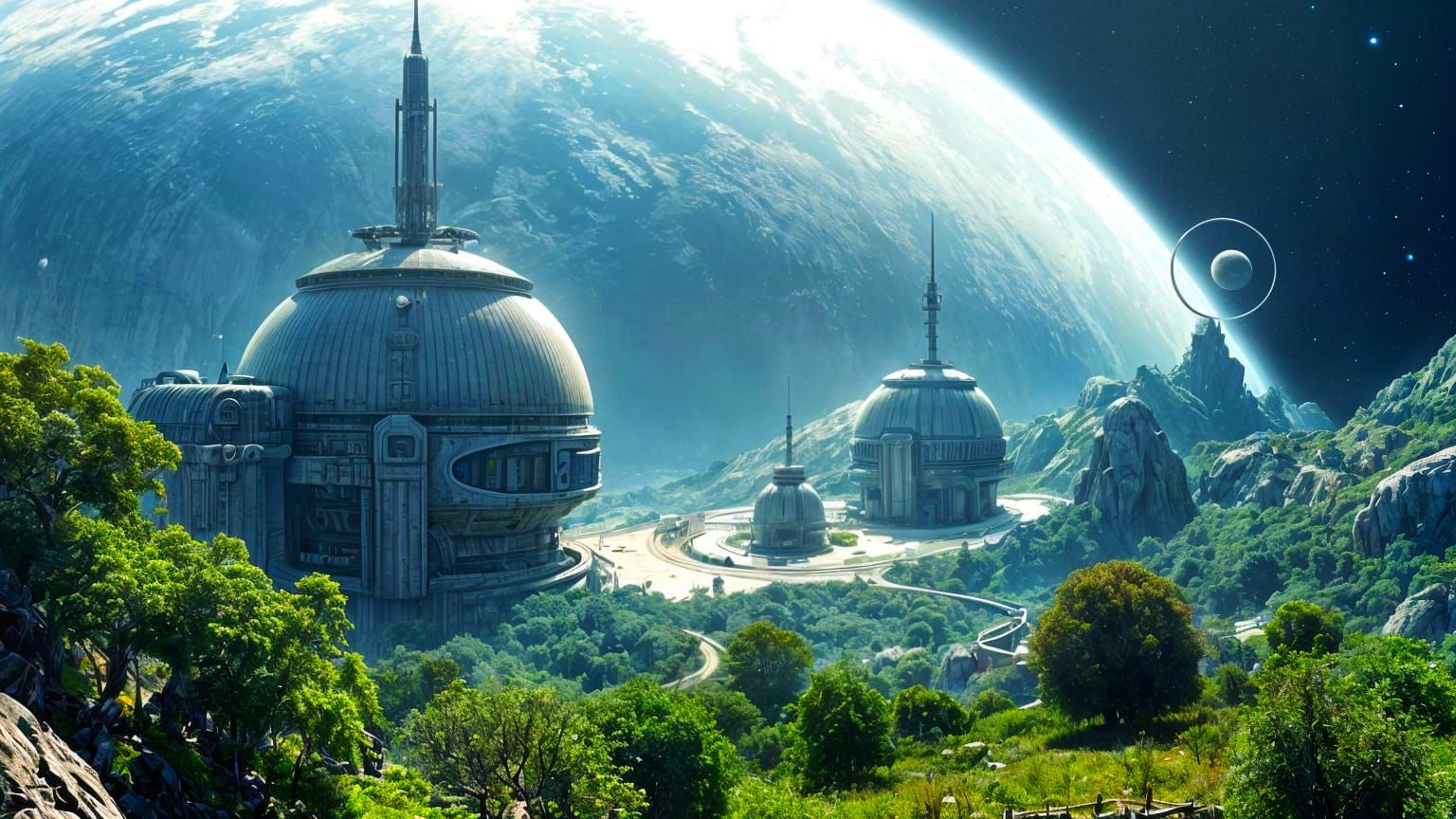 Solarpunk: The Moon Settlement - Surreal Futuristic Solarpun...