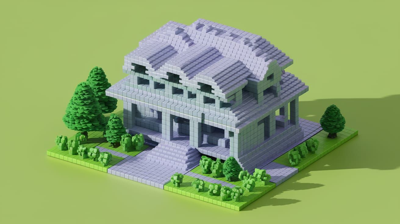 Block Building - Realistic Block House in Bay Setting