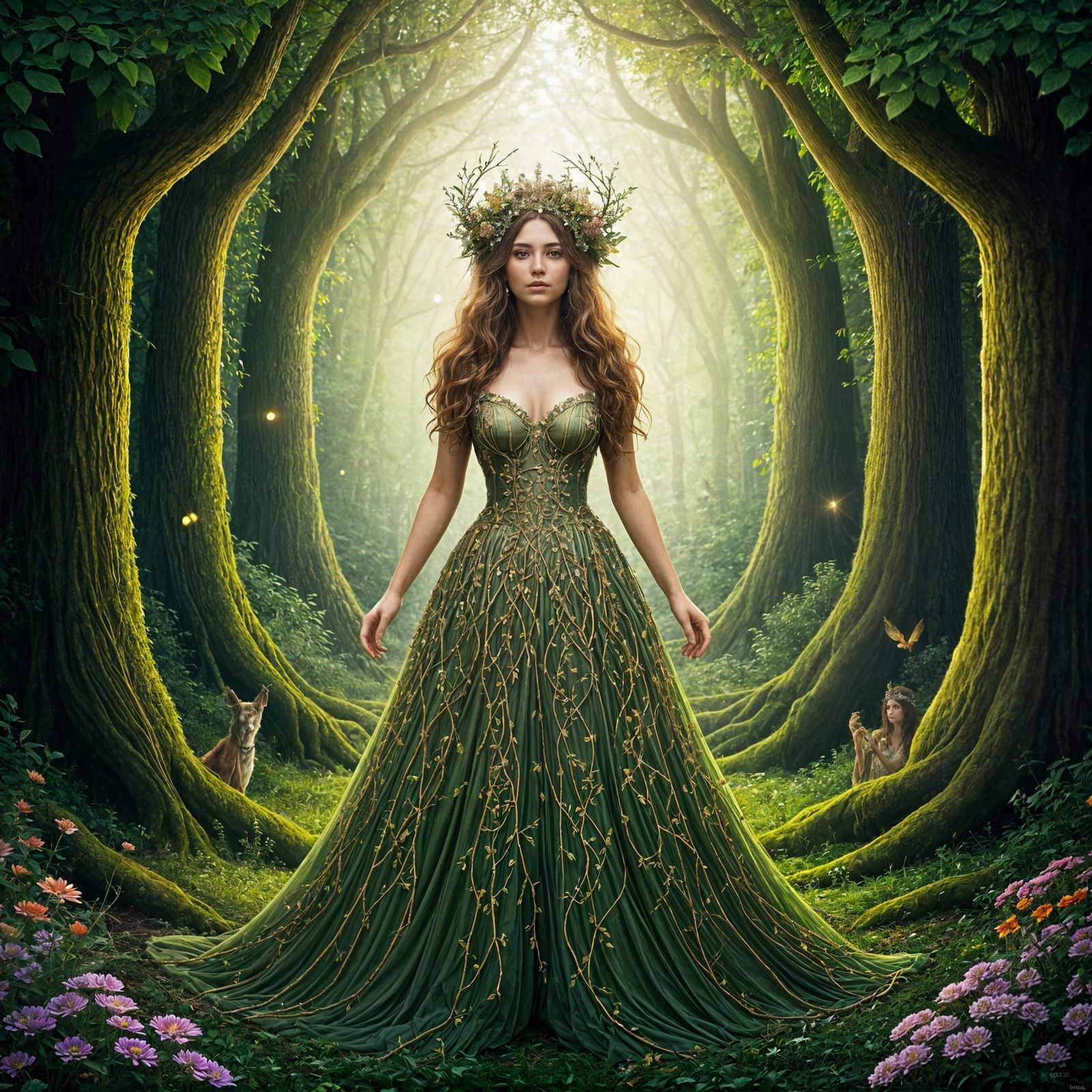 Mystical Forest Queen - Enchanted Woodland Goddess