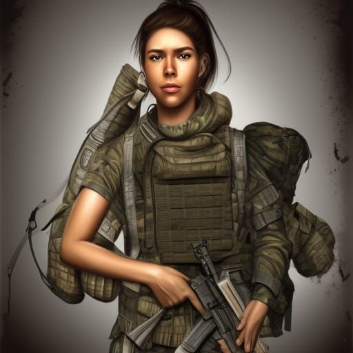 Military prepper female with survival gear - AI Generated Artwork ...