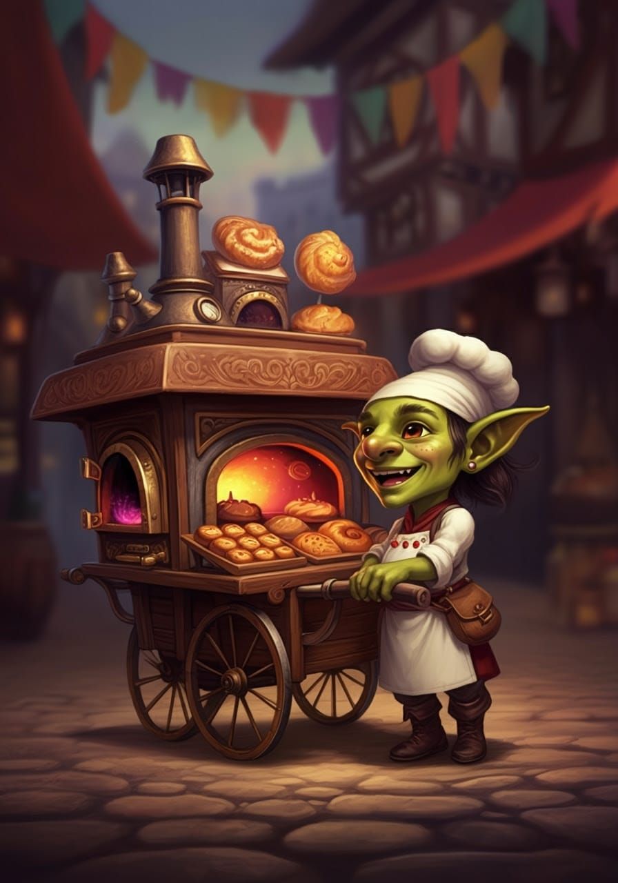 The best part of the fair - Whimsical Goblin Baker in Color...
