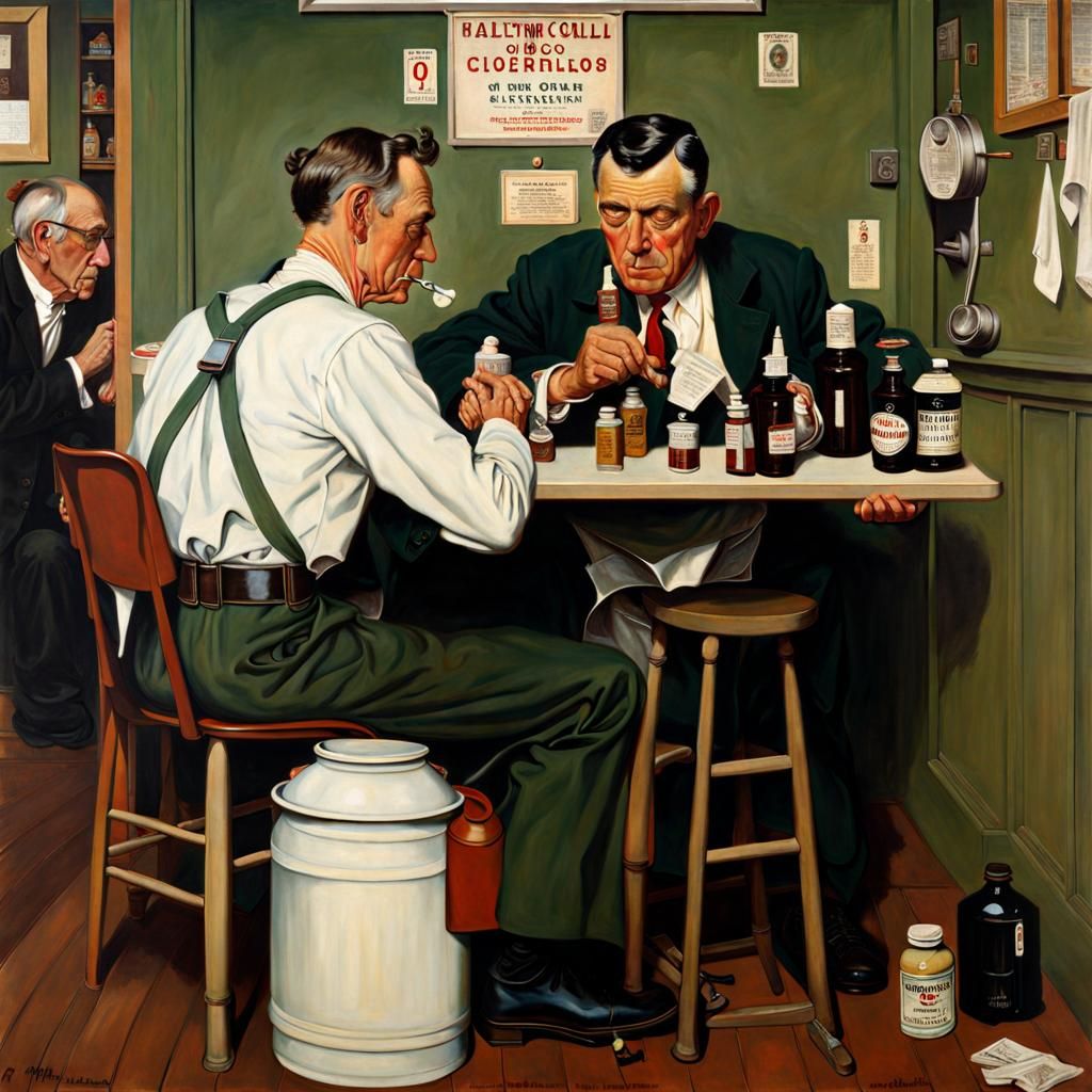 Norman Rockwell's "The Methadone Clinic" - AI Generated Artwork - NightCafe Creator