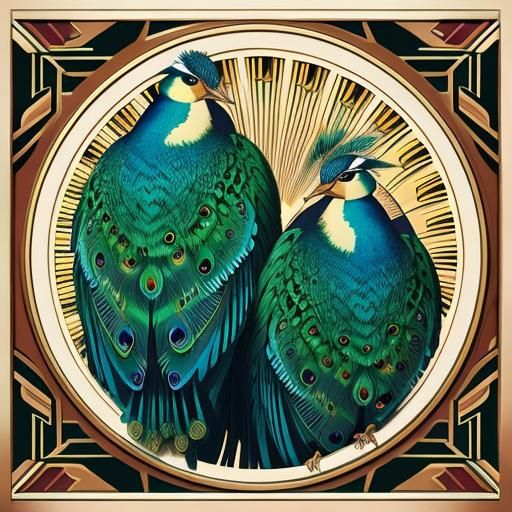 An Art Deco peacocks - AI Generated Artwork - NightCafe Creator