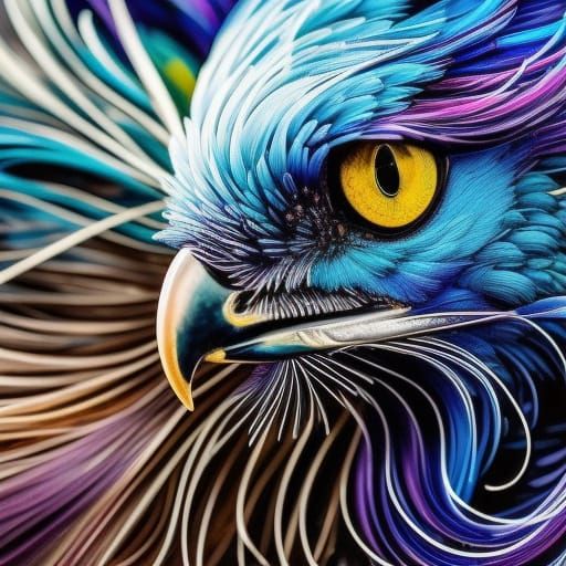 Detailed Hawk- From Raven Black Ink Flow Evolution - AI Generated ...