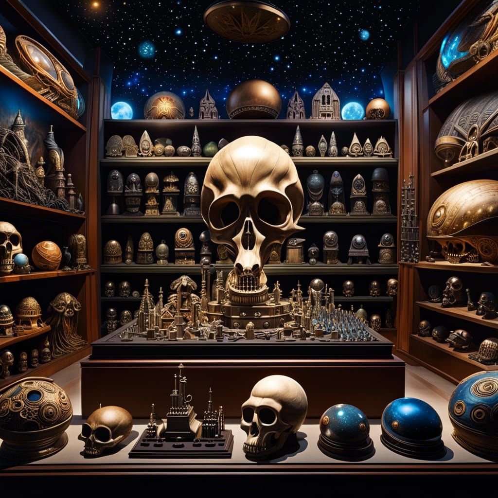 Alien creatures in Museum of Mystical Alien artifacts, looking at ...