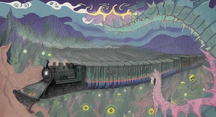 the train and the worm - AI Generated Artwork - NightCafe Creator