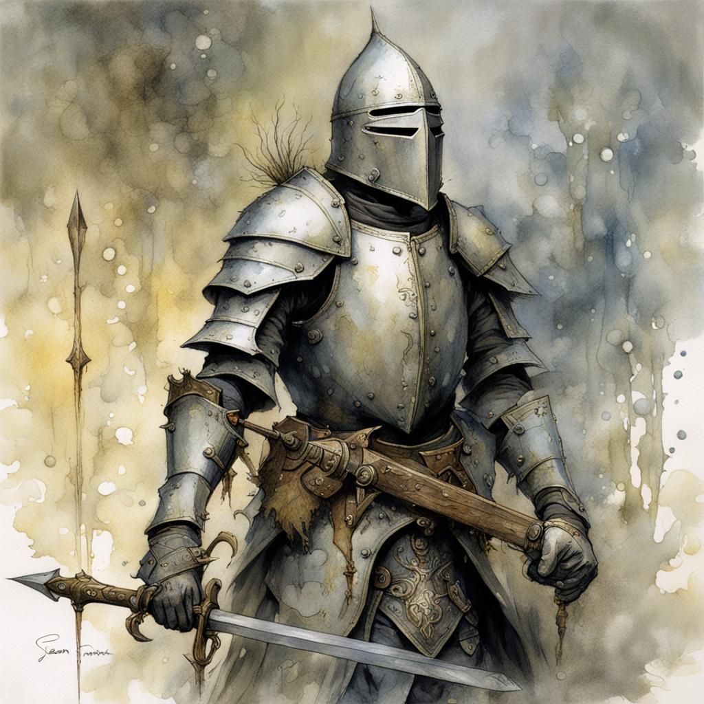 Knight in shining armor, elf warrior, glorious, loose impression ...