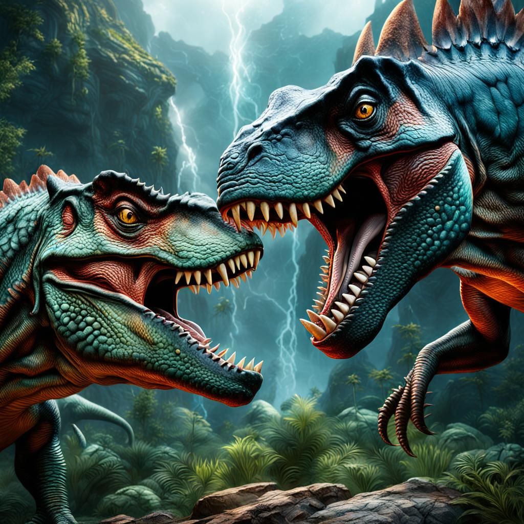 Roaring Dinosaurs - AI Generated Artwork - NightCafe Creator