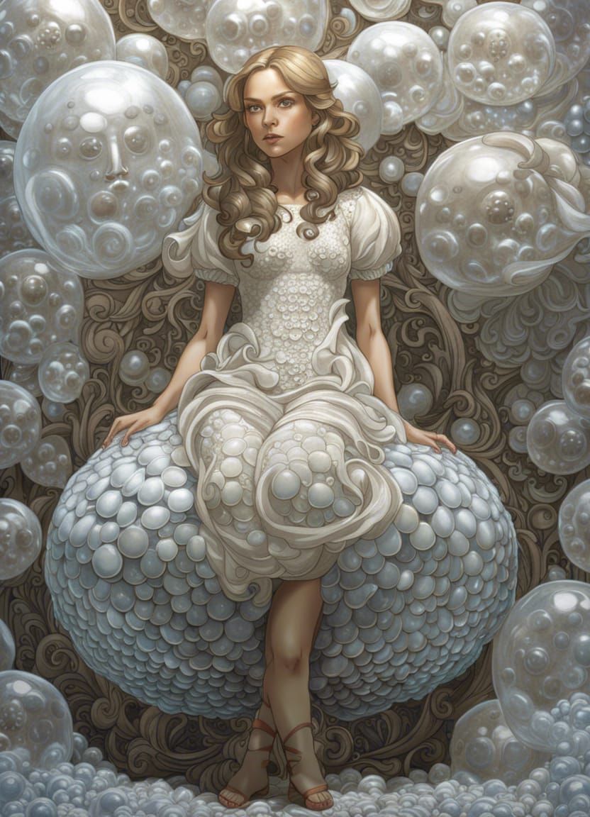 full body photo of a beautiful girl made of bubble wrap, detailed ...