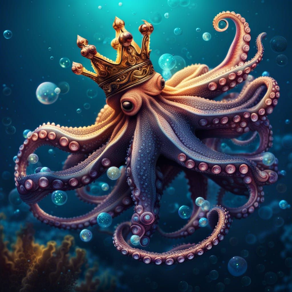 Octopus with crown - AI Generated Artwork - NightCafe Creator