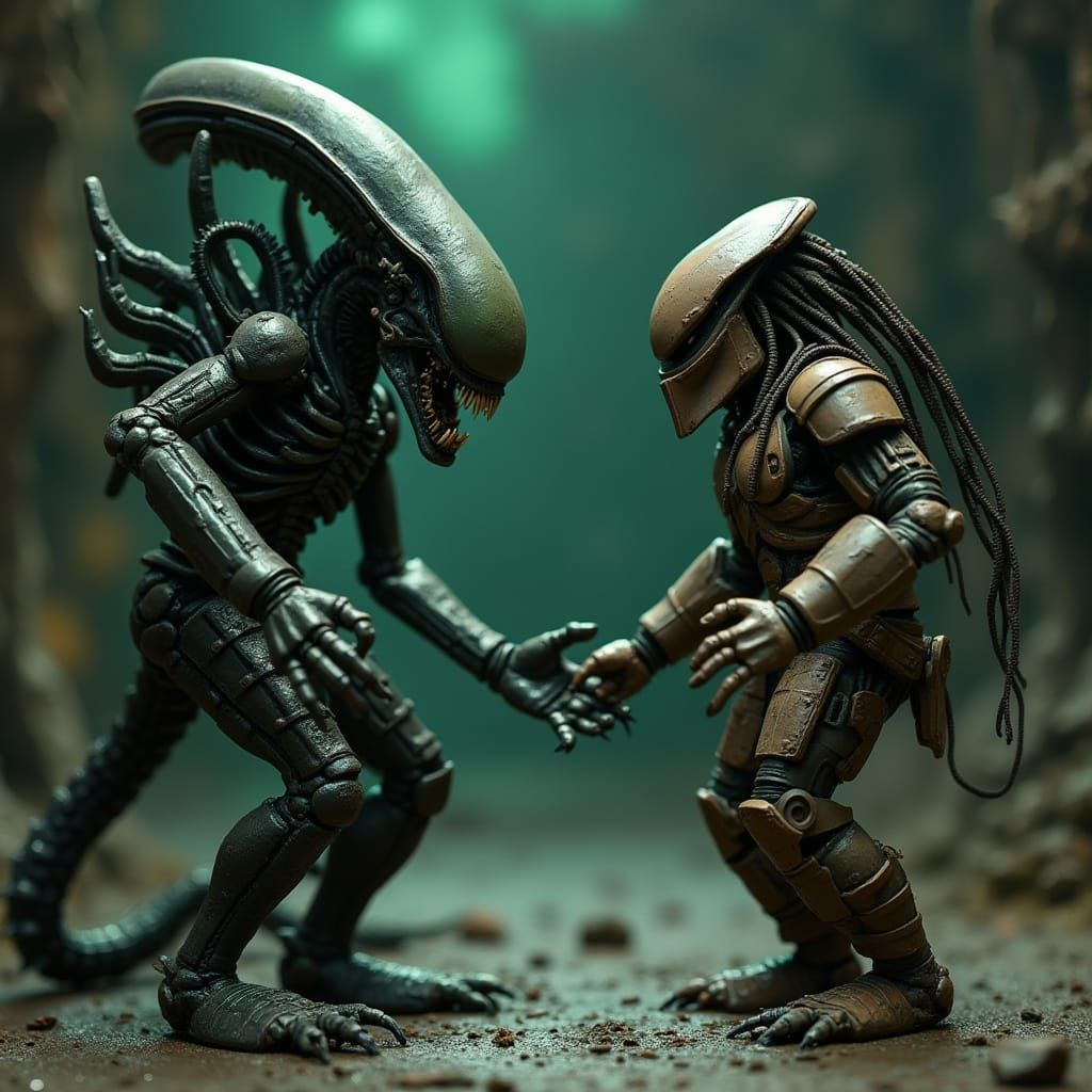 Alien v Predator - Claymation Battle Scene: Xenomorph vs Pre...