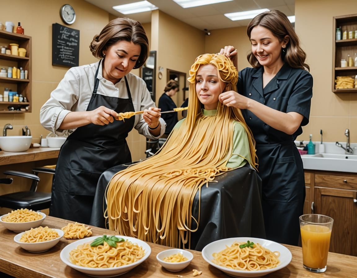 Spaghetti hair - AI Generated Artwork - NightCafe Creator