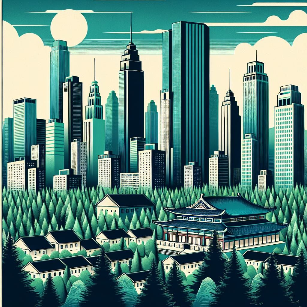 Cityscape in Turquoise - Cityscape in Turquoise