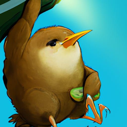 Buff kiwi the bird flexing his muscles with a pack - AI Generated ...