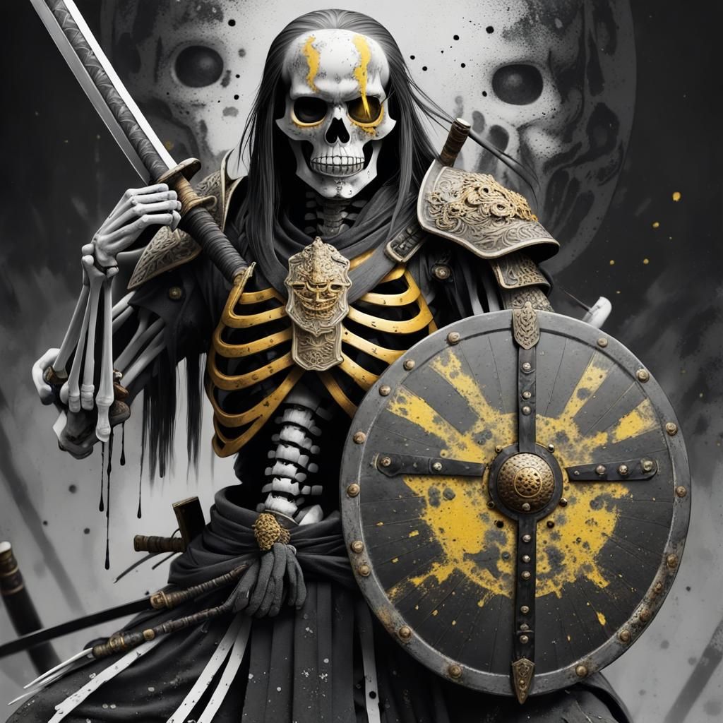 Skeleton with Armoured Shield - AI Generated Artwork - NightCafe Creator