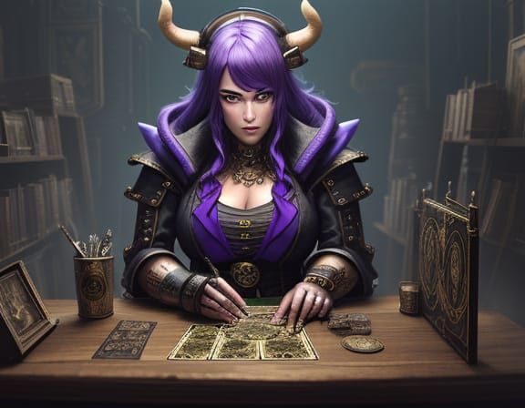 Steampunk Minotaur in Cyberpunk Manga Style - AI Art