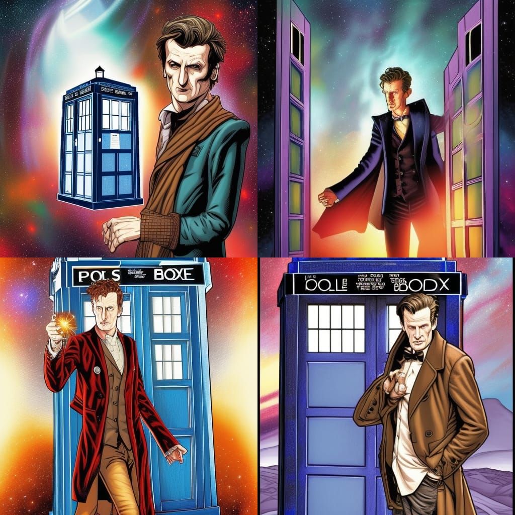 11th doctor standing next to the tardis - AI Generated Artwork ...