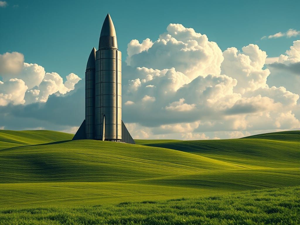 Windows bliss wallpaper and launch silo for intercontinental missiles.