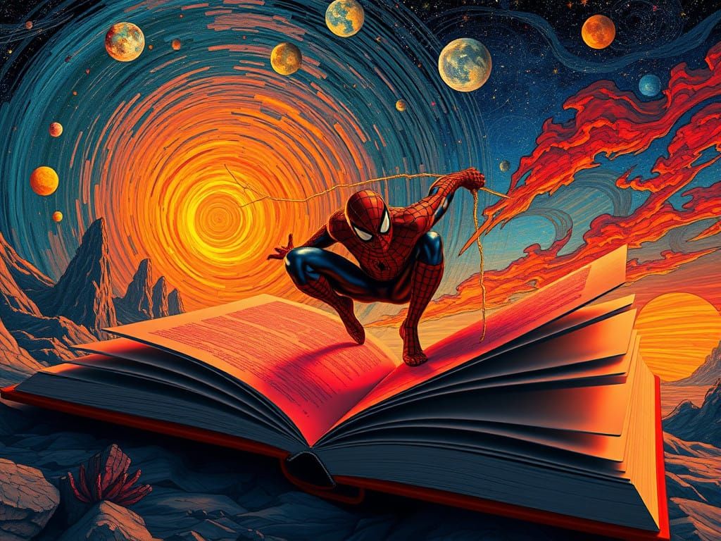 Cosmic Comic Book Art: 3D Spider Man in Elegant Fa... - AI Art