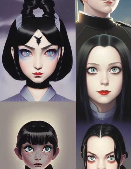 Highly detailed portrait of Wednesday Addams, shōnen jump style. - AI ...