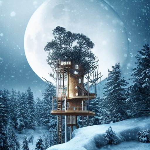 Tree House - AI Generated Artwork - NightCafe Creator