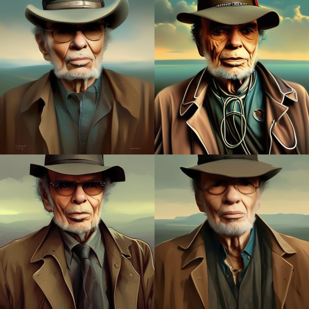 merle haggard wearing a hat cloudy sky landscape hills attitude head ...