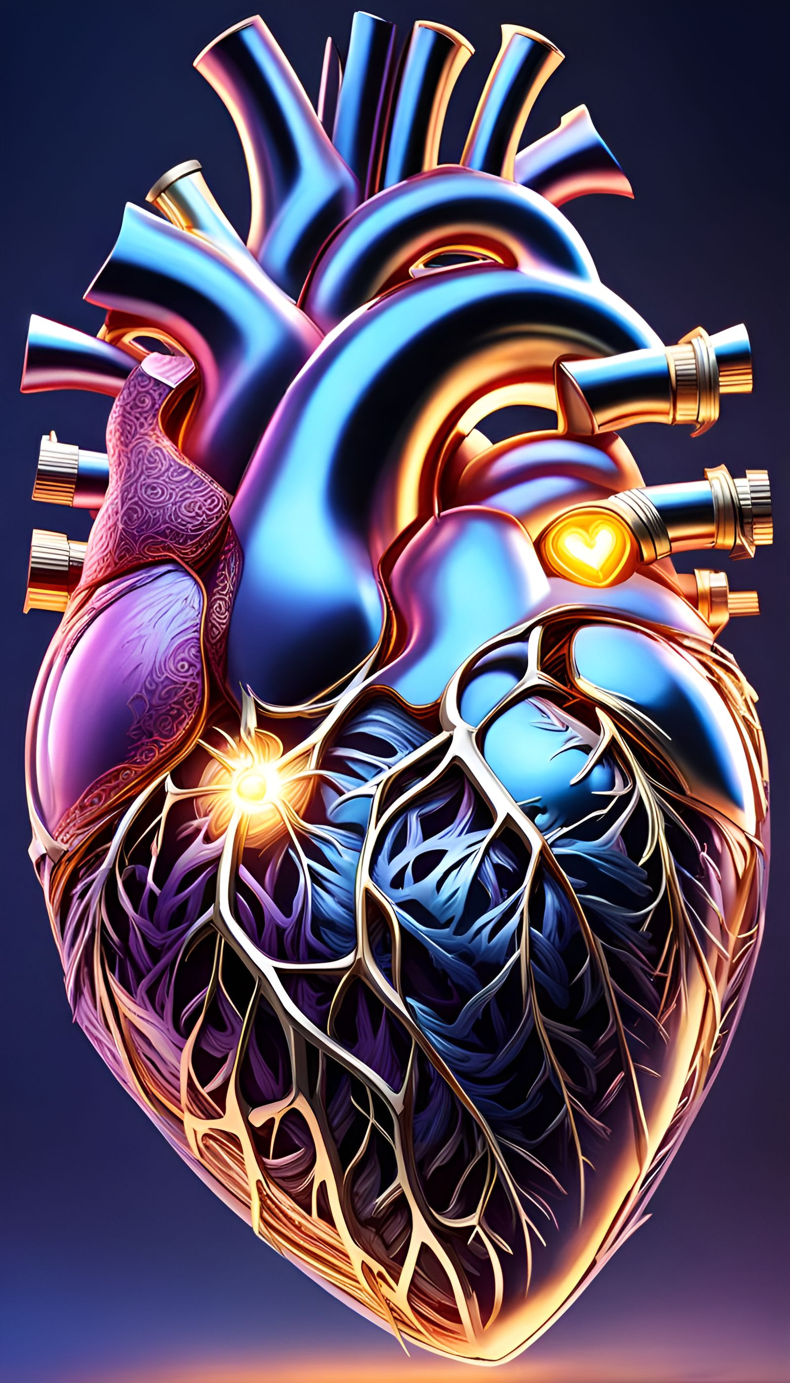 Blue and Purple Anatomical Heart - AI Generated Artwork - NightCafe Creator