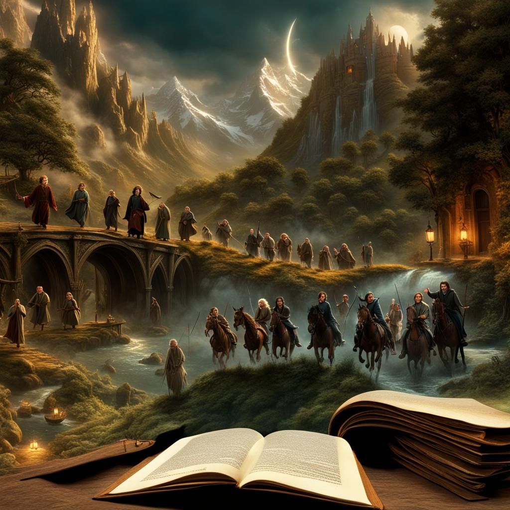 Frodo Baggins emerging from the book The Lord of the Rings: The ...