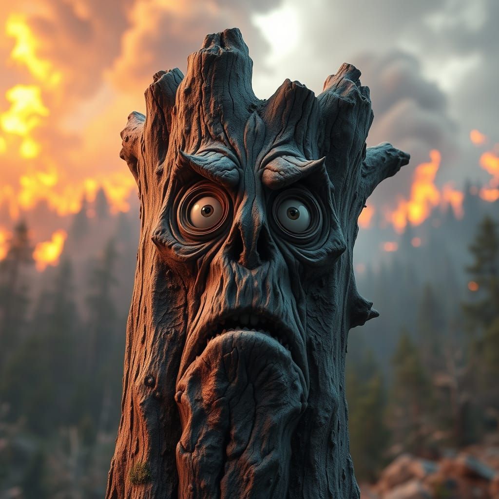 Things that look like faces - Tree Trunk Surprised by Fiery...