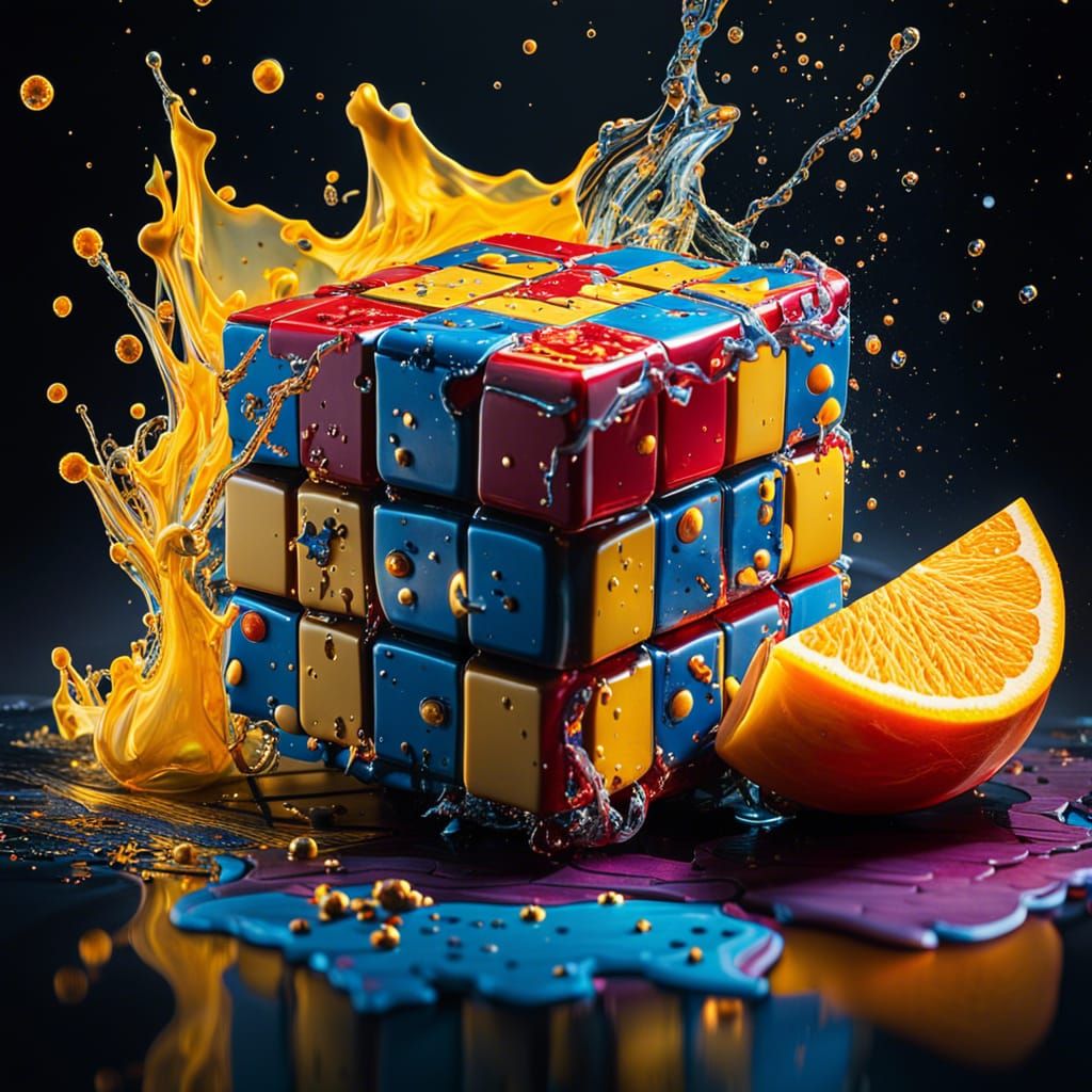 Rubik’s Cube Splash! - AI Generated Artwork - NightCafe Creator