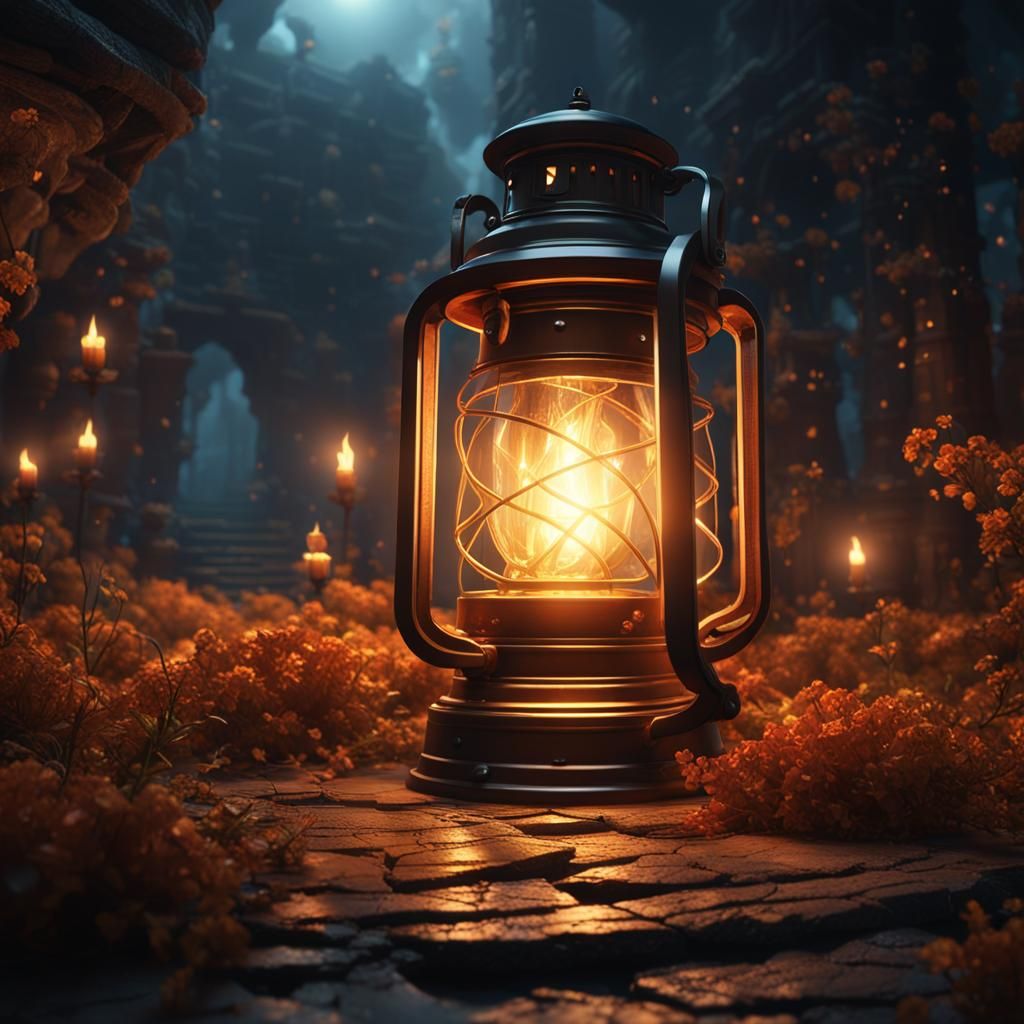Forgotten Lantern in a dungeon - AI Generated Artwork - NightCafe Creator