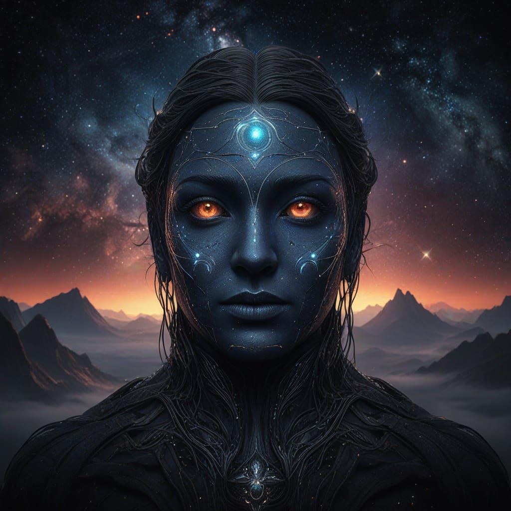 Celestial Face in the Night Sky - AI Art