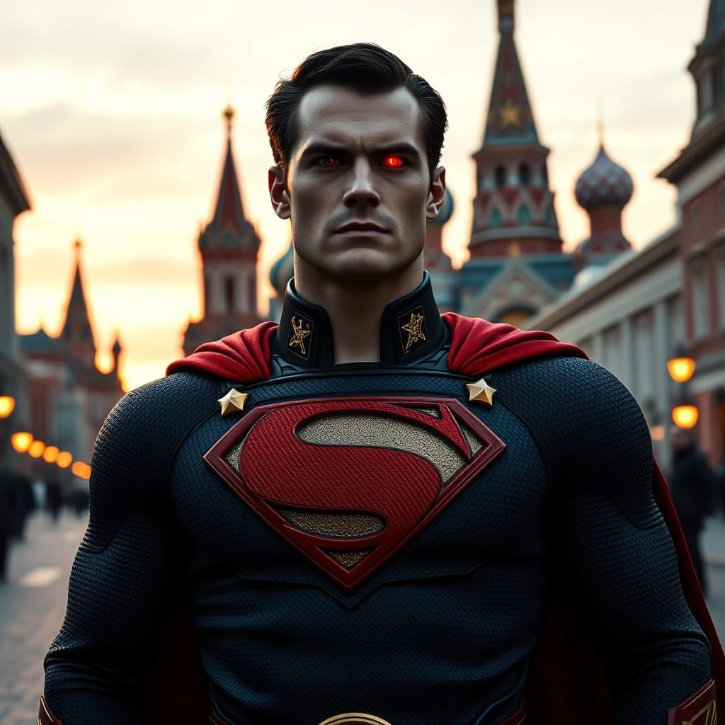 Superman in Soviet Military Attire Dominates Red S... - AI Art