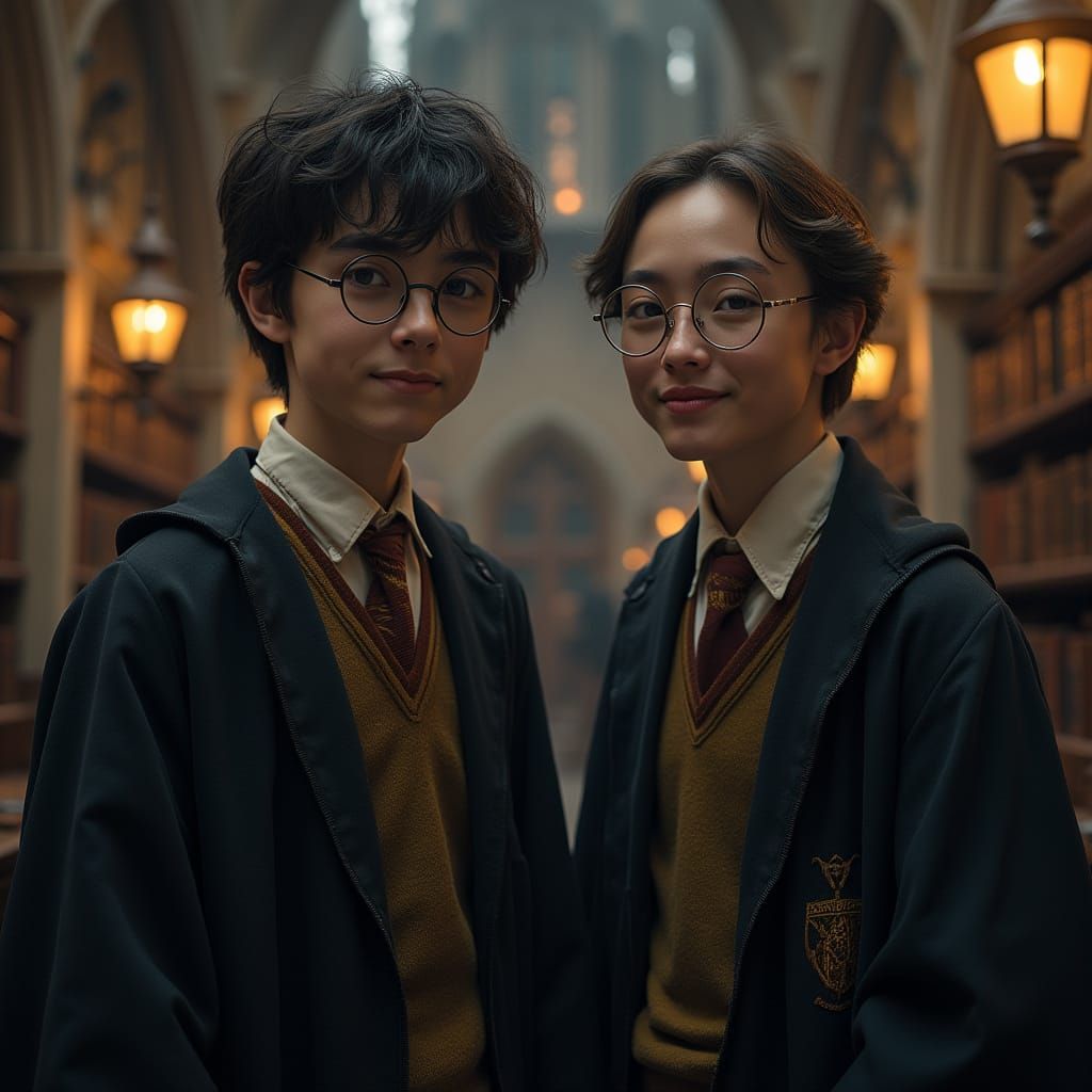 Young Professors in Hogwarts' Ancient Halls - AI Art