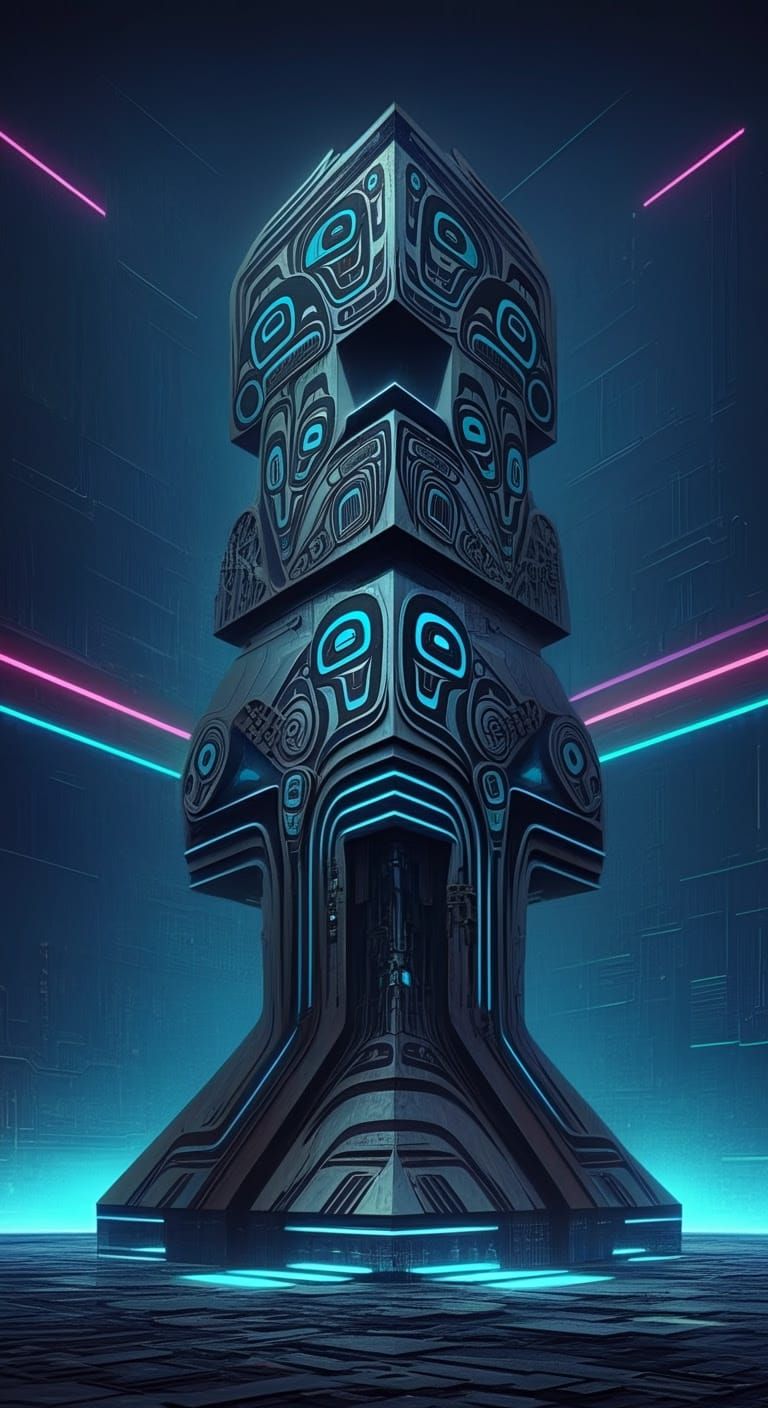 an AI interpretation of Haida totems