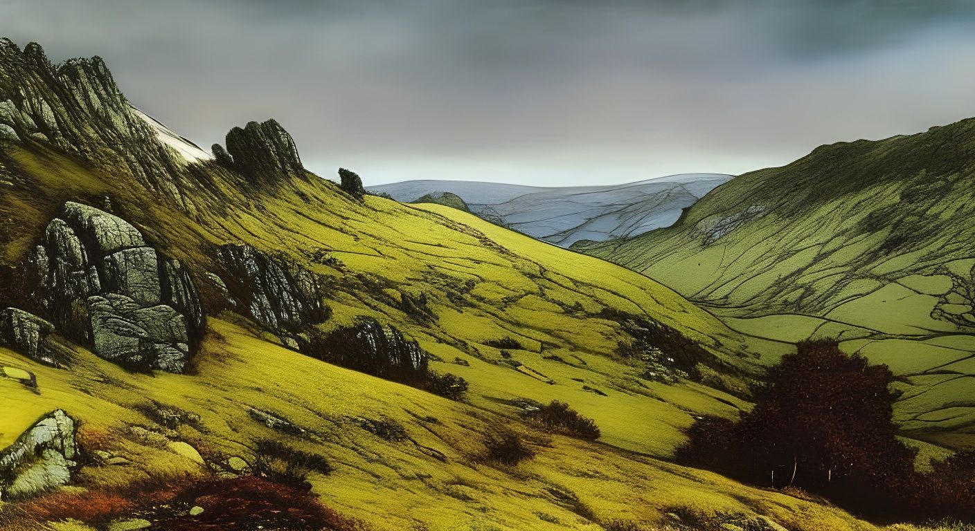 scottish hill country by Arthur Rackham, Carne Griffiths and Caspar ...