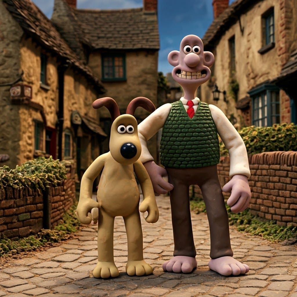 Earthy Claymation Characters in Rustic British Set... - AI Art