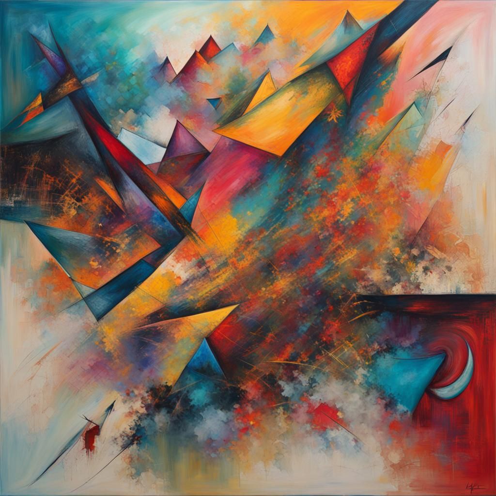 an abstract art piece designed to captivate with its vibrant colors ...