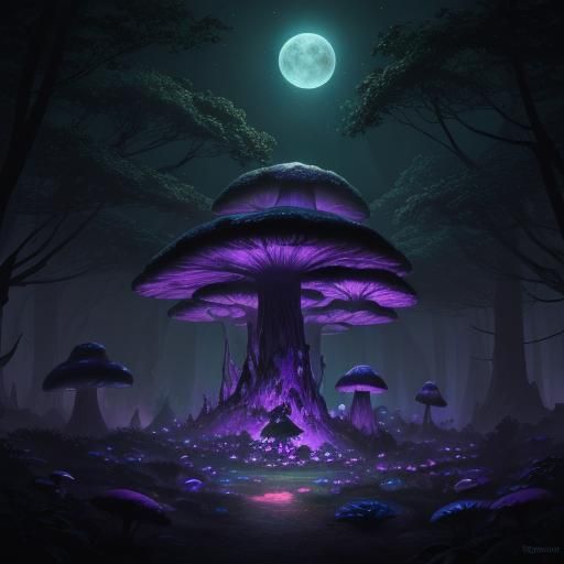 Mushrooms of an alien world - AI Generated Artwork - NightCafe Creator