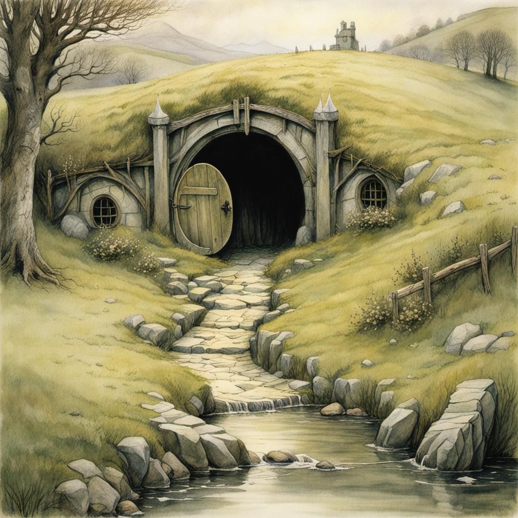 Alan Lee Illistrations In A Hole In The Ground Lived A Hobbit - AI ...